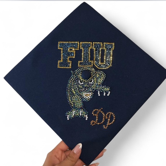 Other | Fiu Panthers Navy Blue Gold Custom Graduation Cap | Poshmark